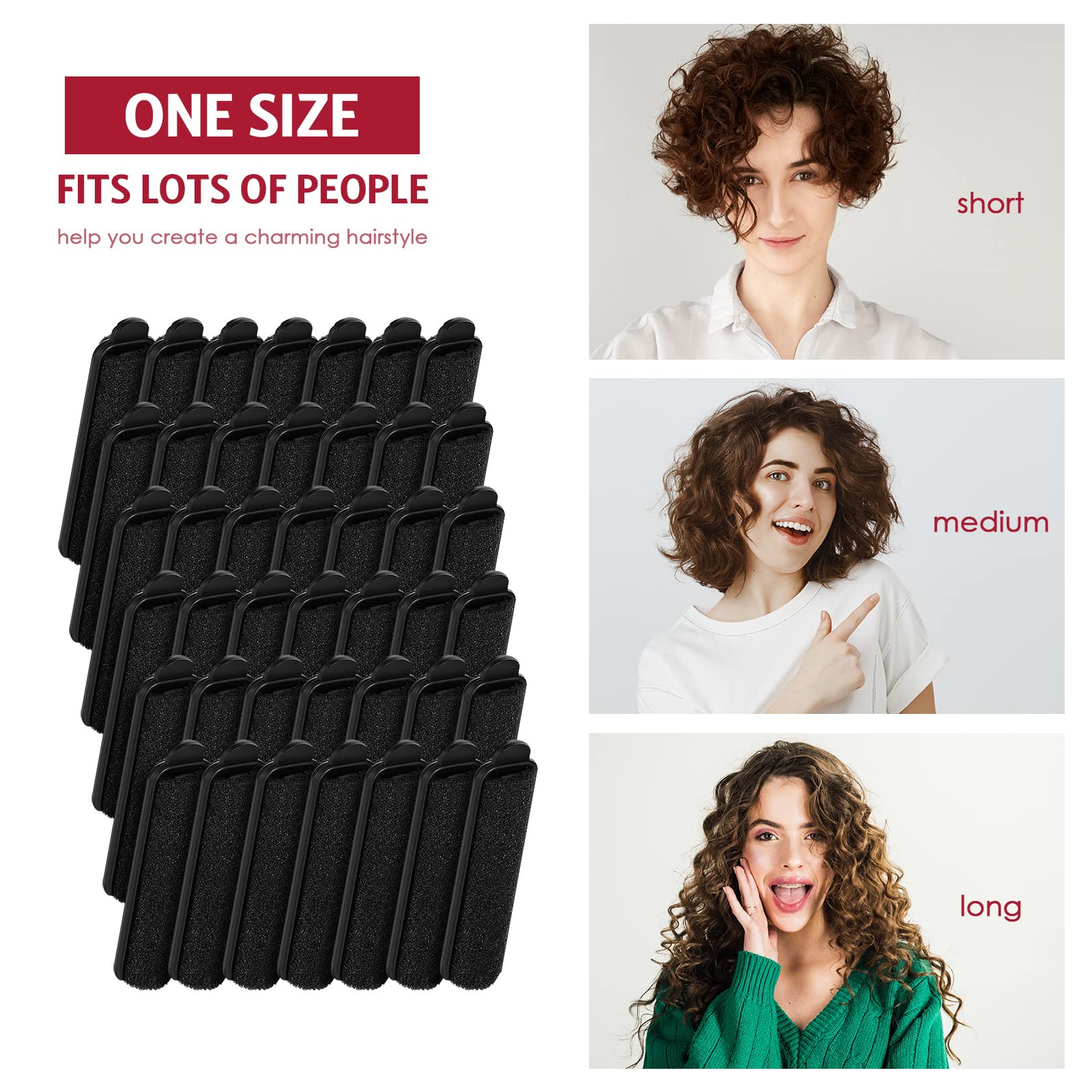 Syhood 43 Pcs Foam Sponge Hair Rollers Women 0.59 Inch Soft Sleeping Curlers Flexible Sponge Curler Tool and Rat Tail Comb for Hair Styling Hairdressing Overnight Curl and Volume(Black)