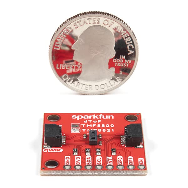 SparkFun Qwiic dToF Imager - TMF8820-5000mm Detection Range - Direct time-of-Flight Sensor - Single Modular Package with an associated VCSEL - Based on Single Photon Avalanche Photodiode