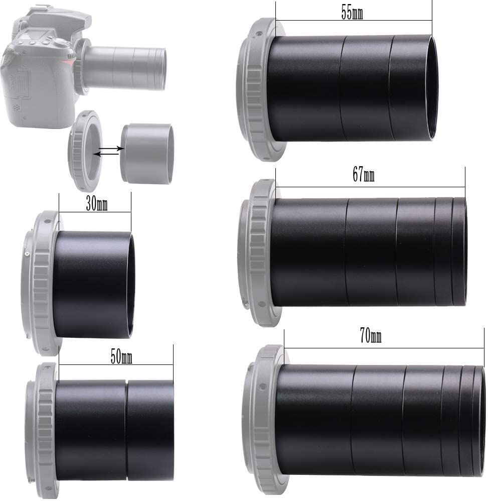 m42 Extension Tube,Thread Adapter Focal Reducer,Universal Foaming Extension Tube with Connector Telescope Camera Adapter 3/5/7/10/12/15/20/30mm Microscope Lens Microscope Telescope Accessory (8pcs)