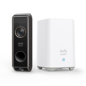 eufy Security Video Doorbell Dual Camera (Battery-Powered) with HomeBase, Wireless Doorbell Camera, Dual Motion and Package Detection, 2K HD, No Monthly Fee, 16GB Local Storage (Renewed)