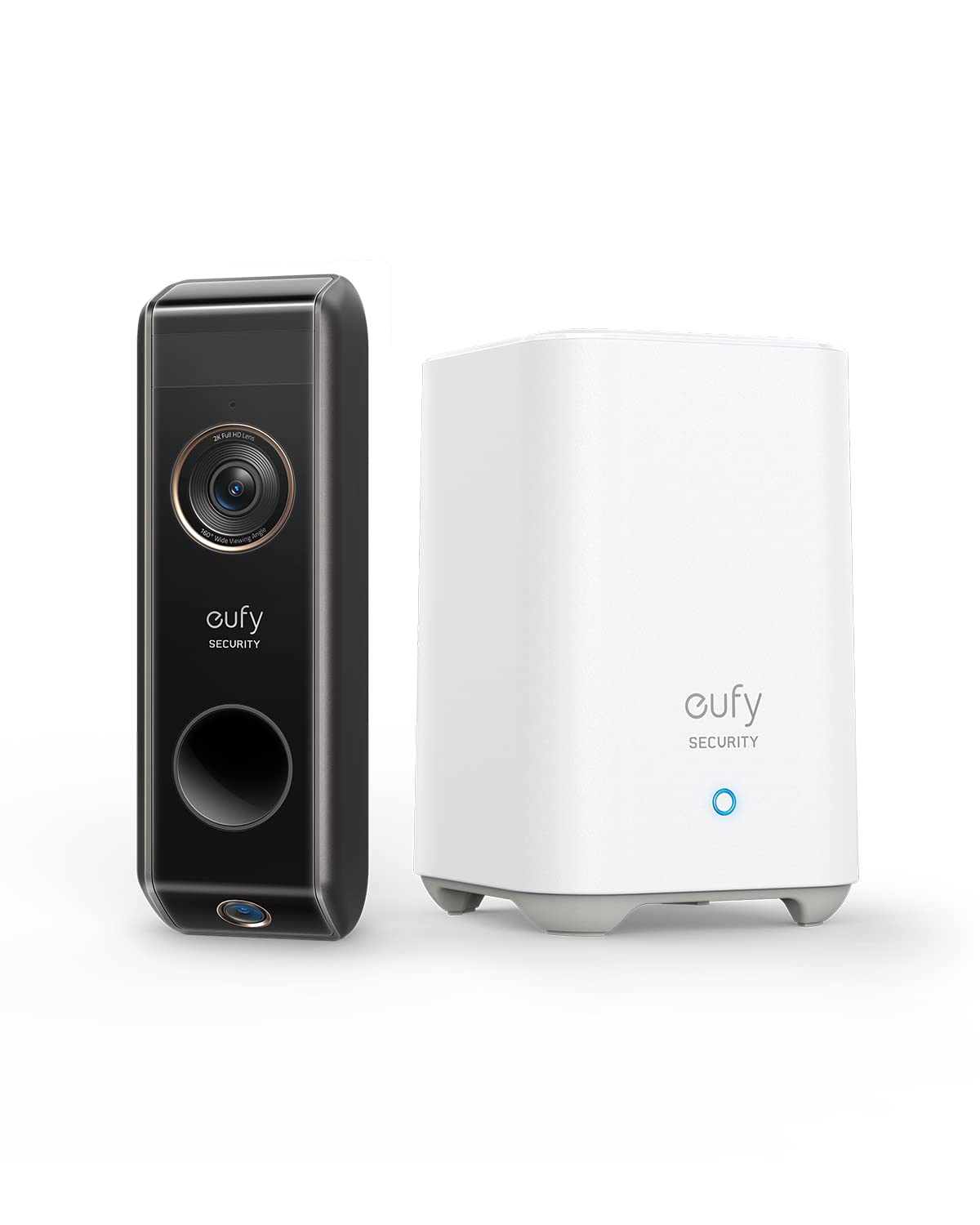 eufy Security Video Doorbell Dual Camera (Battery-Powered) with HomeBase, Wireless Doorbell Camera, Dual Motion and Package Detection, 2K HD, No Monthly Fee, 16GB Local Storage (Renewed)