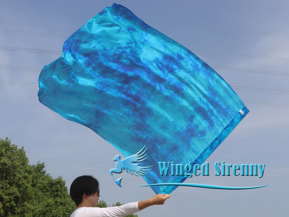 Winged Sirenny Porphetic Praise Dance Worship Flex Flags, 50" Rectangular Dance Ministry Streamer (Blue Moon)