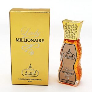 maison d'orient lady millionarie 20 ml roll on oil perfume for women, mini perfume bottle, parfum for women. al riyad perfume oil roll on (perfumes arabes de mujer)