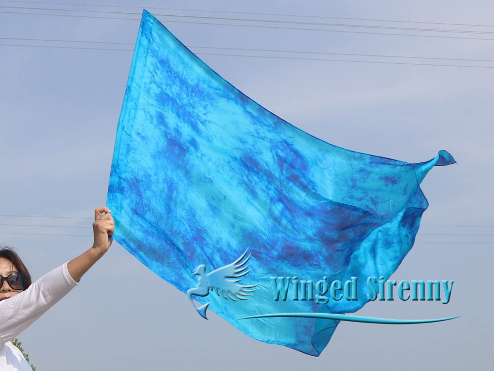 Winged Sirenny Porphetic Praise Dance Worship Flex Flags, 50" Rectangular Dance Ministry Streamer (Blue Moon)