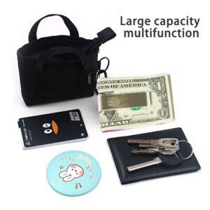 T.CONTACT Mini Tote Bags Airpods Case Pouch Coin Purse Keychain Zip Id Case Wallets With Lanyard Small Cosmetic Bag Accessory Organizer for Women and Men (Black)