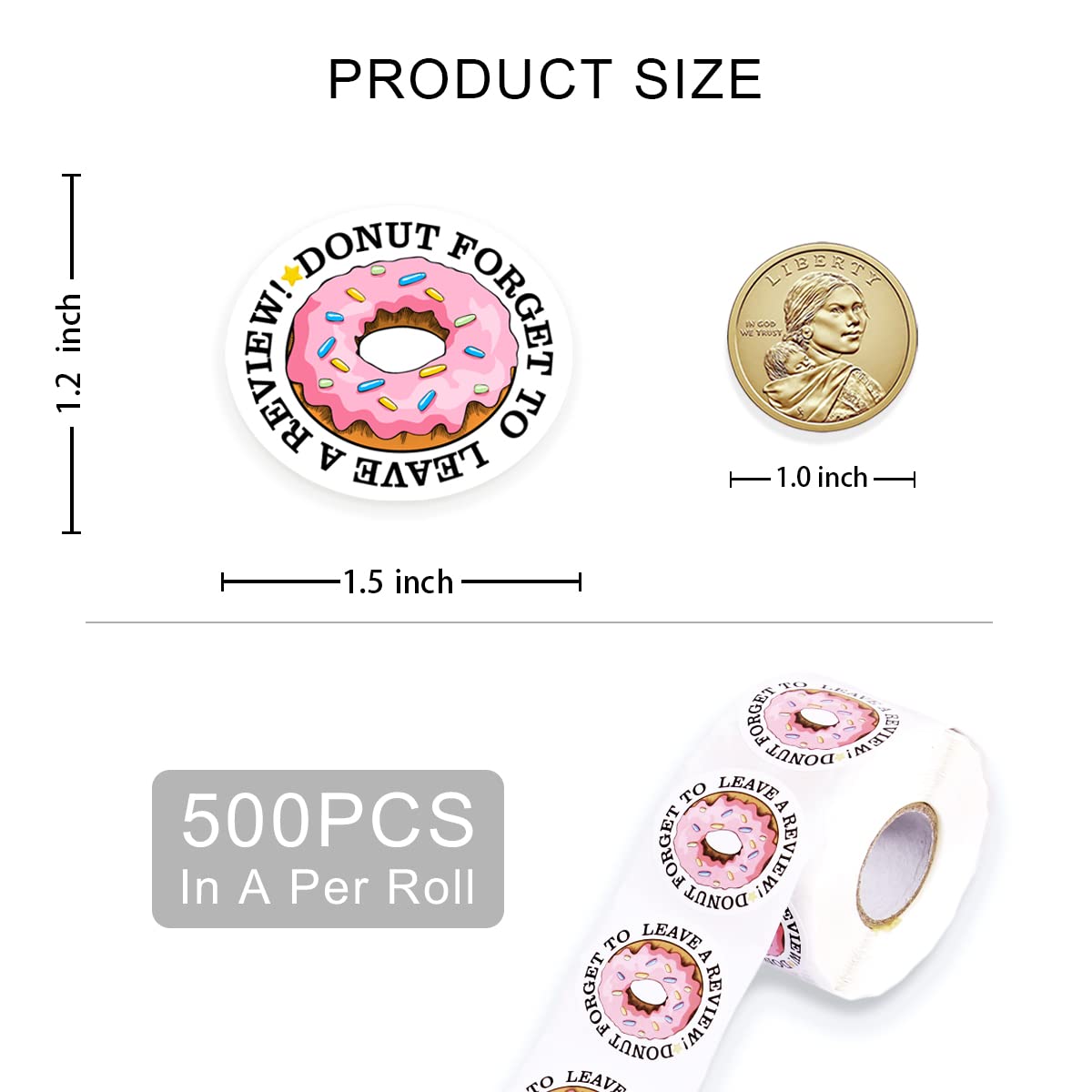 Cute Small Business Stickers,Funny Don't Forget to Leave Review Doughnut Business Stickers,Thank You Stickers,Doughnut Packaging Stickers, Mail Envelopes Shipping Stickers for Small Business,500 PCS