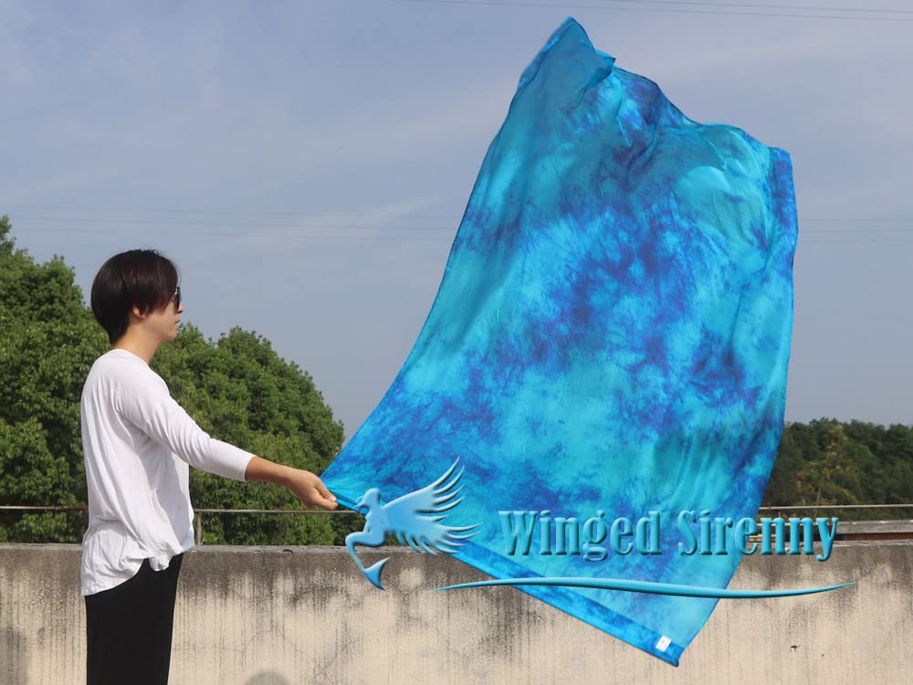 Winged Sirenny Porphetic Praise Dance Worship Flex Flags, 50" Rectangular Dance Ministry Streamer (Blue Moon)