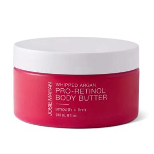 josie maran pro retinol argan oil body butter (8oz unscented) - vitamin e skincare lotion - hydrating face care cream - pure organic scar moisturizer treatment - natural stretch mark remover serum