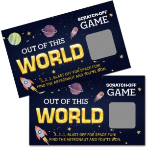 haizct 50 pack rocket ship baby shower game scratch off cards for baby shower, baby shower activity and idea (out of this world)