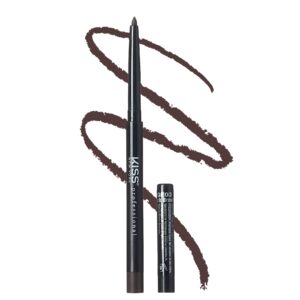 kiss new york pro intense gel eyeliner with built-in sharpener, waterproof, smudge-proof, long lasting gel eyeliner pencil (dark brown)