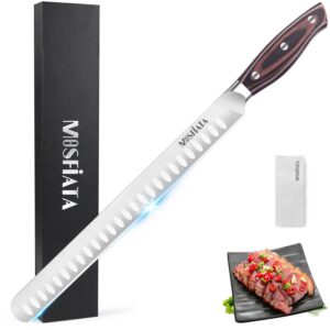 mosfiata 12" slicing carving knife –bbqmeat cutting knife brisket knife-forged high carbon german steel – ergonomic handle design-with gift box