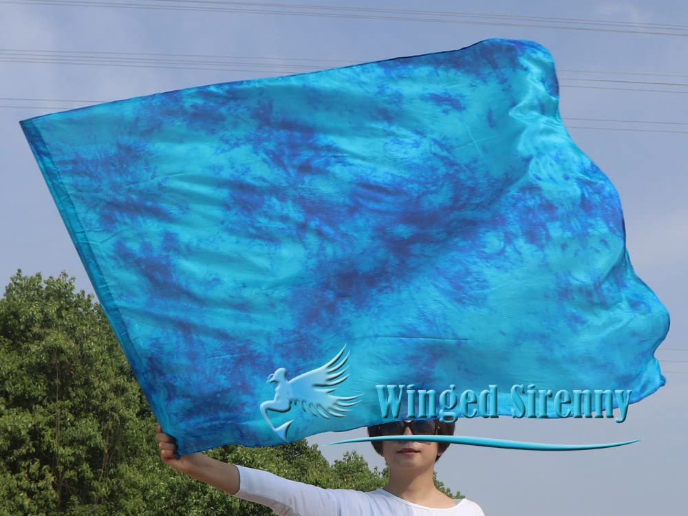 Winged Sirenny Porphetic Praise Dance Worship Flex Flags, 50" Rectangular Dance Ministry Streamer (Blue Moon)