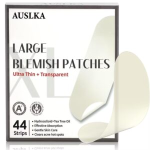 auslka blemishes patches - 44 strips, hydrocolloid dots - large blemishes patch - blemishes stickers - zit breakouts - suitable for larger area outbreaks