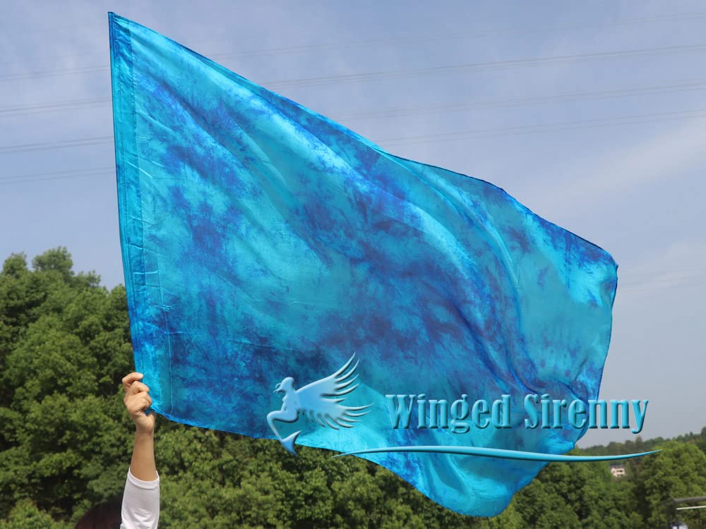 Winged Sirenny Porphetic Praise Dance Worship Flex Flags, 50" Rectangular Dance Ministry Streamer (Blue Moon)