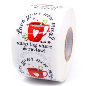 cute small business stickers,funny love your new mug snap tag share & review business stickers,thank you stickers,mug packaging stickers,mug package stickers for mug store,500 pcs