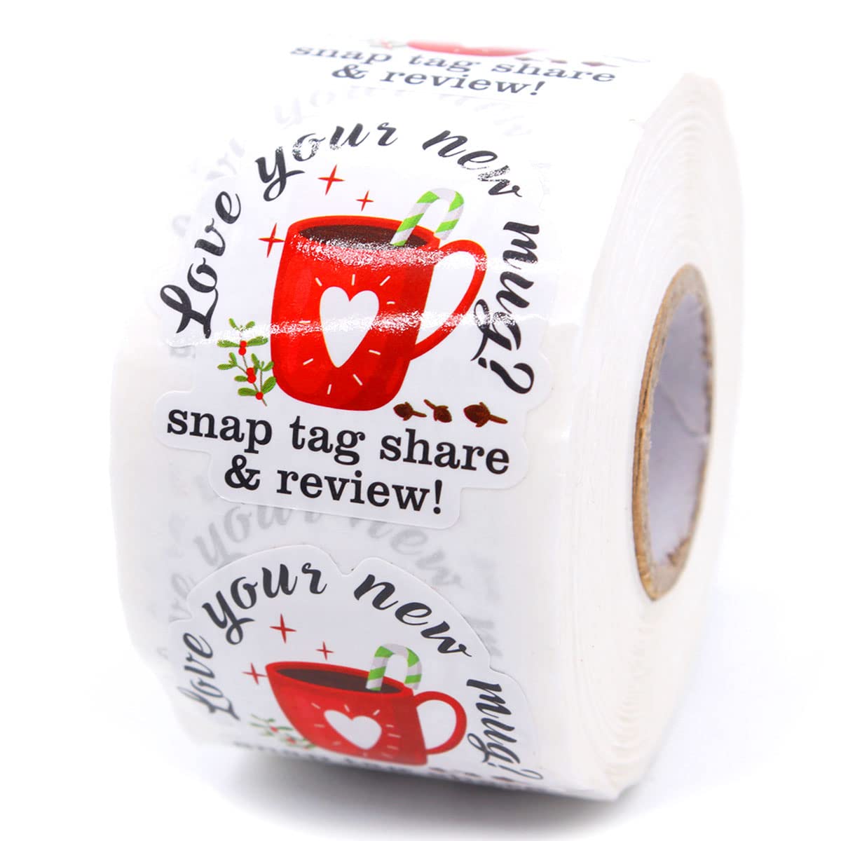 Cute Small Business Stickers,Funny Love Your New Mug Snap Tag Share & Review Business Stickers,Thank You Stickers,Mug Packaging Stickers,Mug Package Stickers for Mug Store,500 PCS