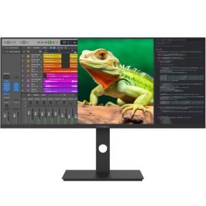 innocn 34" ultrawide wqhd 3440 x 1440p pc gaming monitor adaptive-sync g-sync compatible, usb c, hdmi 2.0, dp 1.4, usb hub, pip/pbp, built-in speaker, height adjustable, eye care