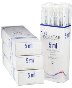 scistar 5ml polystyrene serological pipettes, individually wrapped, sterile, standard length, laboratory grade (case of 200)