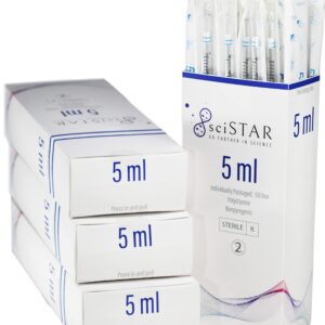 SciStar 5mL Polystyrene Serological Pipettes, Individually Wrapped, Sterile, Standard Length, Laboratory Grade (Case of 200)