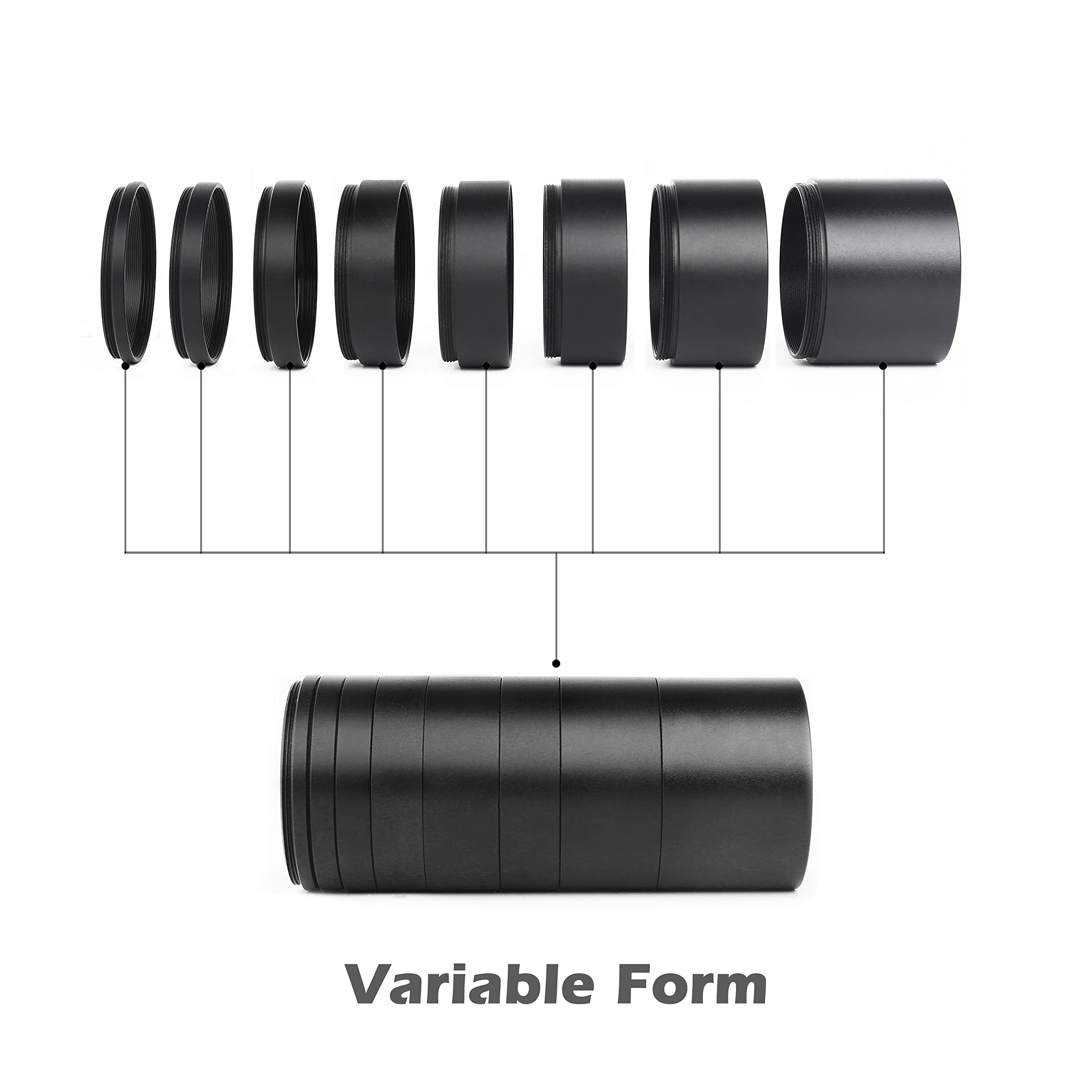 m42 Extension Tube,Thread Adapter Focal Reducer,Universal Foaming Extension Tube with Connector Telescope Camera Adapter 3/5/7/10/12/15/20/30mm Microscope Lens Microscope Telescope Accessory (8pcs)