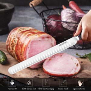 MOSFiATA 12" Slicing Carving Knife –BBQMeat Cutting Knife Brisket Knife-Forged High Carbon German Steel – Ergonomic Handle Design-With Gift Box