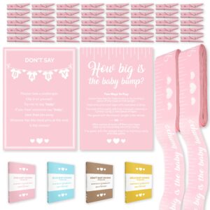 party hearty funny baby shower games for girl, set of 2: how big is the baby bump & don't say baby, pink