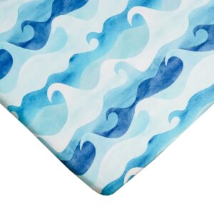 ocean wave fitted crib sheet, made from viscose from bamboo and spandex material, fits standard crib and toddler mattresses, by florida kid co.