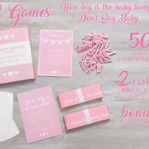 Party Hearty Funny Baby Shower Games for Girl, Set of 2: How Big is The Baby Bump & Don't Say Baby, Pink