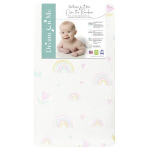 dream on me over the rainbow crib and toddler mattress | greenguard gold and jpma certified infant crib mattress with removable water-resistant zipper cover | extra edge support