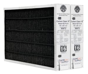 lennox healthy climate lennox x6672 16x25x5 healthy climate carbon-clean merv 16 filter bundle with same day supply filter change reminder magnet (2-pack) 2 count (pack of 1)