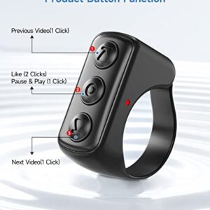 TIK Tok Bluetooth Remote Control, Tiktok Wireless Scrolling Control Page Turner Rechargeable with Ring Design and Charging Case Compatible with iOS/Android