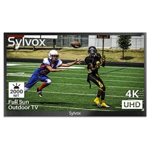 sylvox 55'' full sun outdoor tv waterproof 4k television, 2000nits all metal corrosion resistant, with wireless connection & wi-fi, for outdoor all area, pool series ot55a1kage 2023