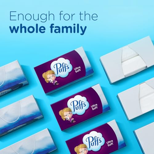 Puffs Ultra Soft Non-Lotion Facial Tissue, 8 Family Boxes, 124 Facial Tissues per Box