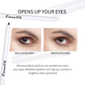 MEICOLY Classic Black White Eyeliner Pencil, Gel Eyeliner Pencil, Glides On Quick Drying Smooth Waterproof Long Lasting Silkworm Eye Liner Pen Brighten