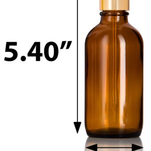 La Brea Packaging 4 oz Glass Bottles with Gold Glass Dropper - 12 PACK l Choose Any Color Bottle l Clear, Cobalt Blue, Amber Brown (Amber)