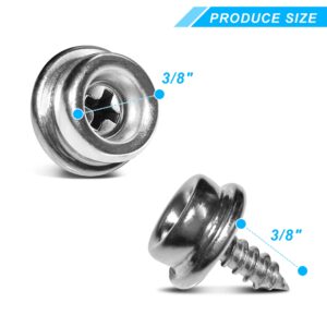 YeeBeny 50PCS Stainless Steel Screws Marine Grade Boat Canvas Snaps 3/8" inch Diameter Stainless Steel, Snaps for Boat Cover, Snap Screw Stud, Made of high-Quality Materials, not Easy to corrode