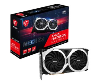 msi gaming radeon rx 6750 xt 192-bit 12gb gddr6 dp/hdmi dual torx 3.0 fans freesync directx 12 vr ready oc graphics card (rx 6750 xt mech 2x 12g oc)