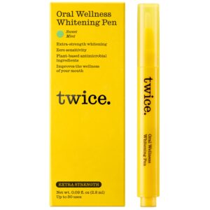 twice oral wellness extra strength tooth whitening pen - gentle, sensitive teeth whitening pens professional, on-the-go, or at home use! easy teeth stain removal and teeth brightening. (1 pack)