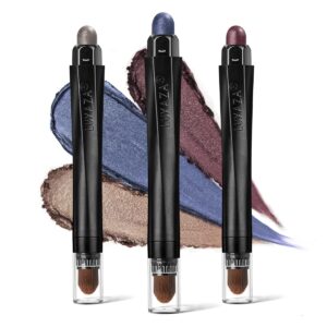 luxaza 3pcs cream eyeshadow stick sets,neutral metallic makeup pencil for eyes,eye brightener stick highlighter makeup,waterproof & long lasting eye shadow stick and eyeliner pen set