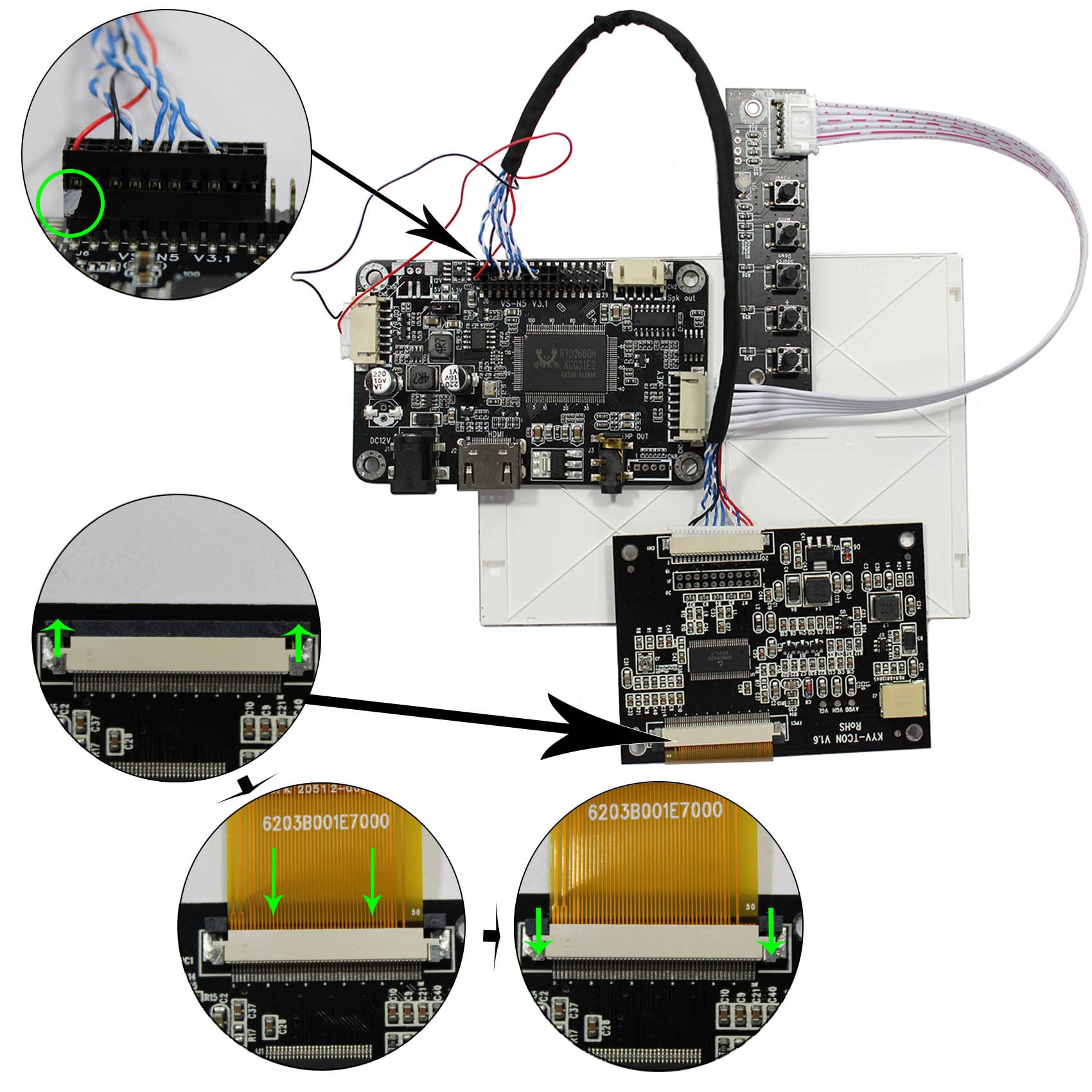 FanyiTek 5" ZJ050NA-08C 640×480 TFT LED LCD Screen and HD-MI Audio LCD Controller Board (AT050TN22 Replacement Panel)