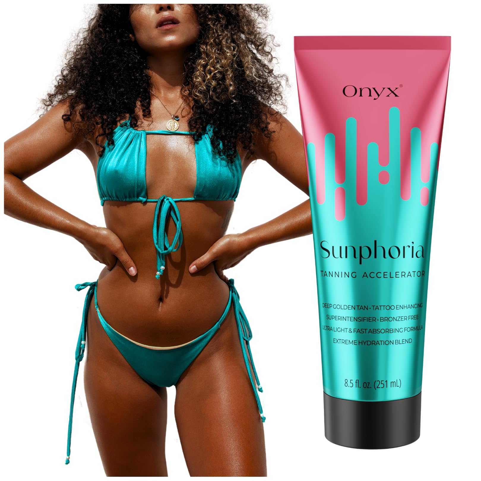 Onyx Sunphoria Tanning Accelerator | Bronzer-Free Tanning Lotion for Indoor & Outdoor | Streak & Stain Free Formula | Extreme Hydration Blend for Moisturizing Nourished Skin - 8.5 fl oz