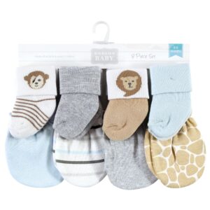 Hudson Baby Baby Socks and Mittens Set, Safari Boy, 0-6 Months