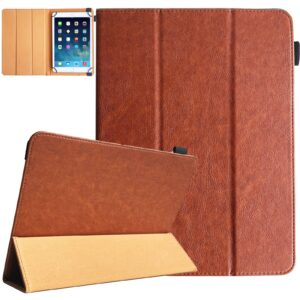 jzcreater 10 inch tablet case, universal 10 10.1 inch android tablet cover, multi-angle viewing stand case for 9.5-10.5 inch tablet, brown