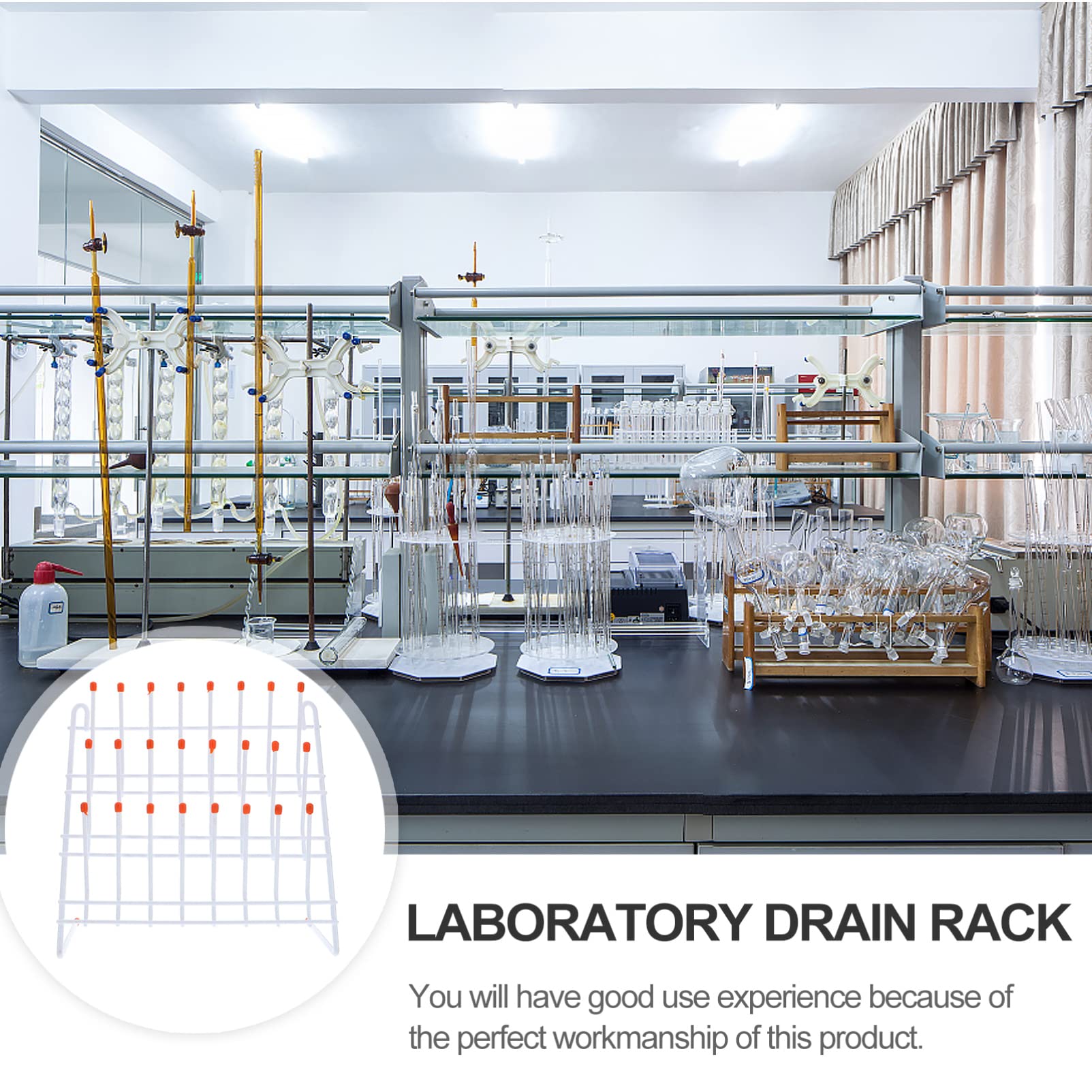 balacoo Laboratory Draining Rack- Metal Lab Glassware Drying Rack, Glassware Beaker Drying Holder, Tube Cleaning Frame Equipment for Education Lab (24 Pegs)