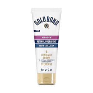 gold bond age renew retinol overnight body & face lotion, with retinol & peptide complex, 7 oz.