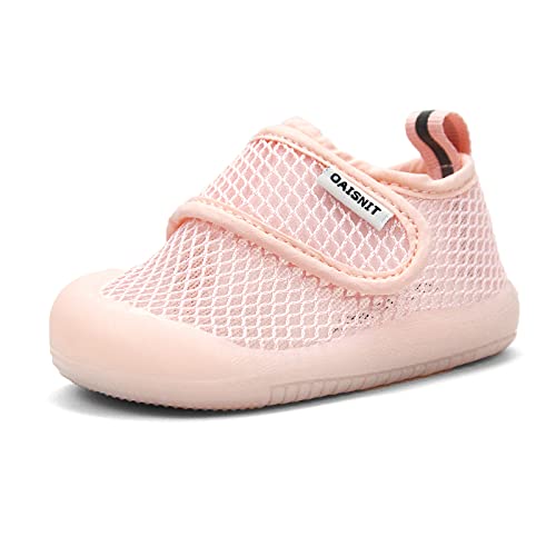 Baby Boy Girl Shoes Lightweight Breathable Toddler Mesh Sneakers Beach Water Shoes Non-Slip First Walking Shoes 6 9 12 18 24 Months(12-18 Months, 1-Pink)