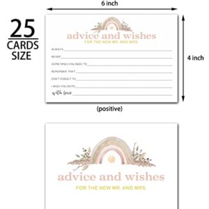 Yuansail Rainbow Floral Advice And Wishes Cards For The New Mr And Mrs, Wedding Advice for Bride Groom Newlyweds Bridal Shower,Aecorations Party Supply，25 Cards(bb001-JYK 008HL)