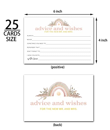 Yuansail Rainbow Floral Advice And Wishes Cards For The New Mr And Mrs, Wedding Advice for Bride Groom Newlyweds Bridal Shower,Aecorations Party Supply，25 Cards(bb001-JYK 008HL)