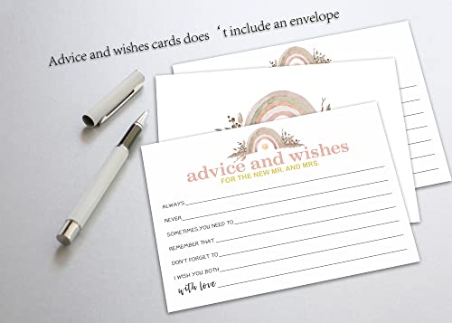 Yuansail Rainbow Floral Advice And Wishes Cards For The New Mr And Mrs, Wedding Advice for Bride Groom Newlyweds Bridal Shower,Aecorations Party Supply，25 Cards(bb001-JYK 008HL)