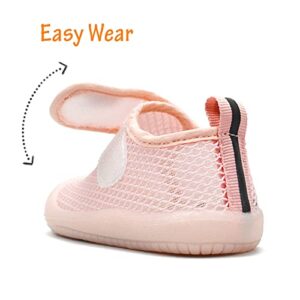 Baby Boy Girl Shoes Lightweight Breathable Toddler Mesh Sneakers Beach Water Shoes Non-Slip First Walking Shoes 6 9 12 18 24 Months(12-18 Months, 1-Pink)